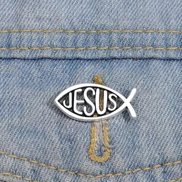 Accessories | 325 43 Metal Pin Jesus Fish Christian Symbol Brooch ...